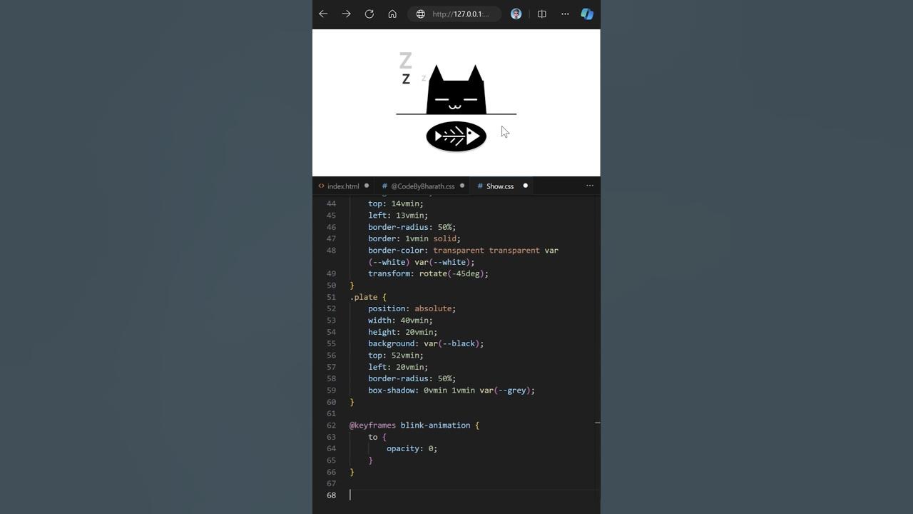 Day 066 - 😍 Css Sleepy Cat #coding #webdevelopment #frontend #programming #css #html #javascript ...