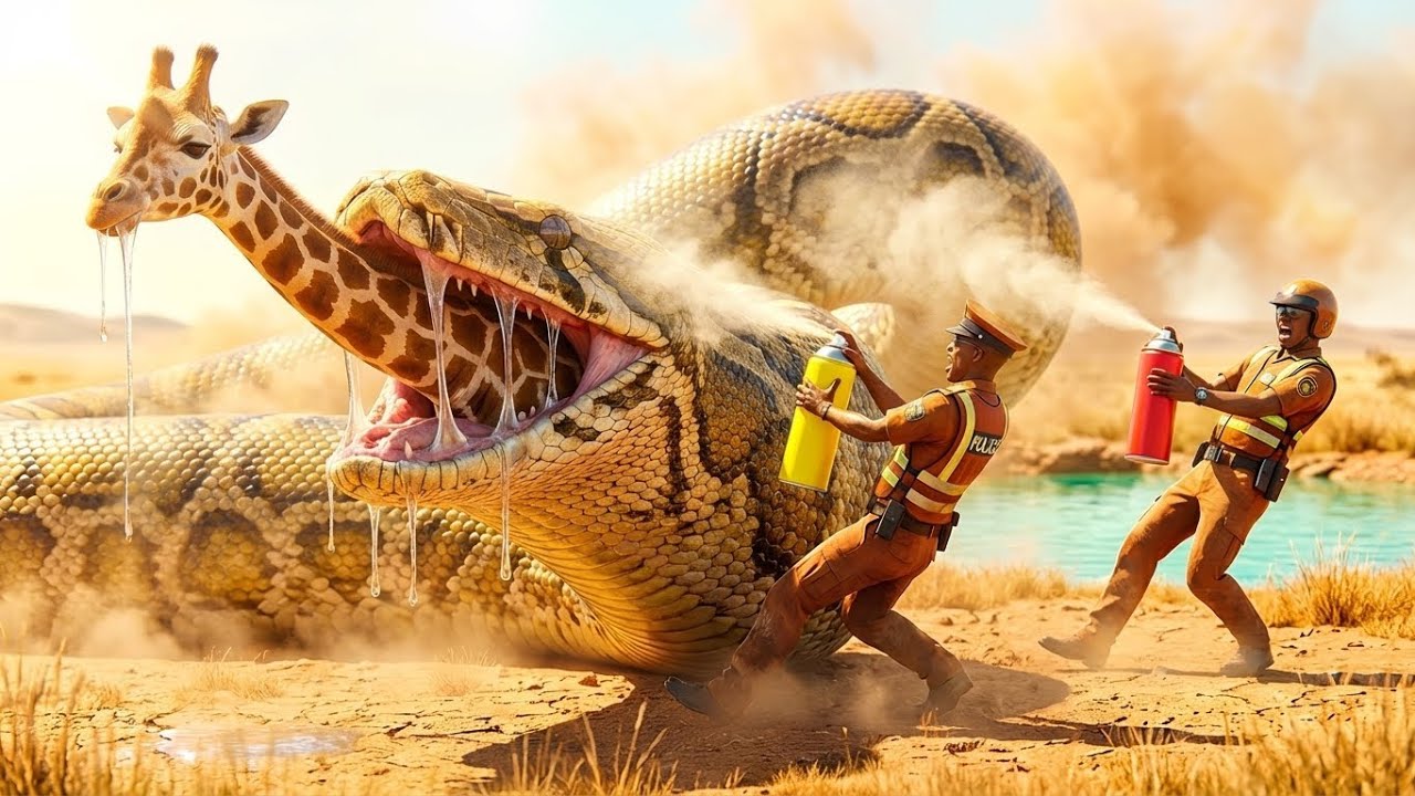 Heroic Rescue Team Saves a Helpless Giraffe from a Giant Anaconda - YouTube