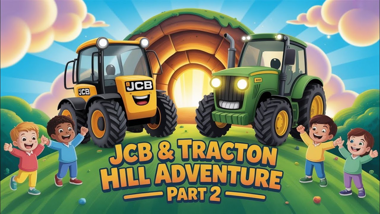 🚜 JCB & Green Tractor Hill Adventure 🌈 | Part 2 | @GiggleUlagam - YouTube