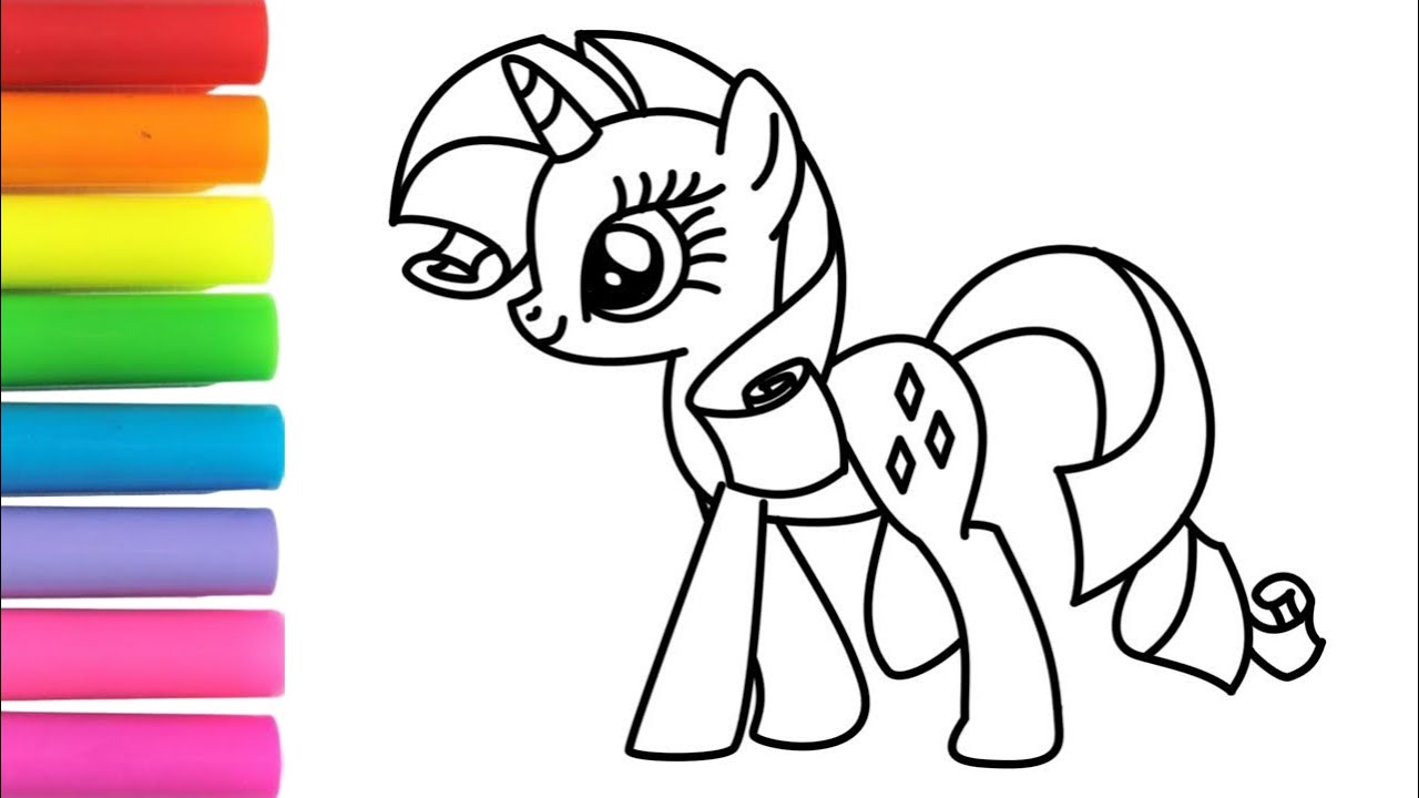 How to draw and color Rarity, my little pony drawing and coloring, Cute ...
