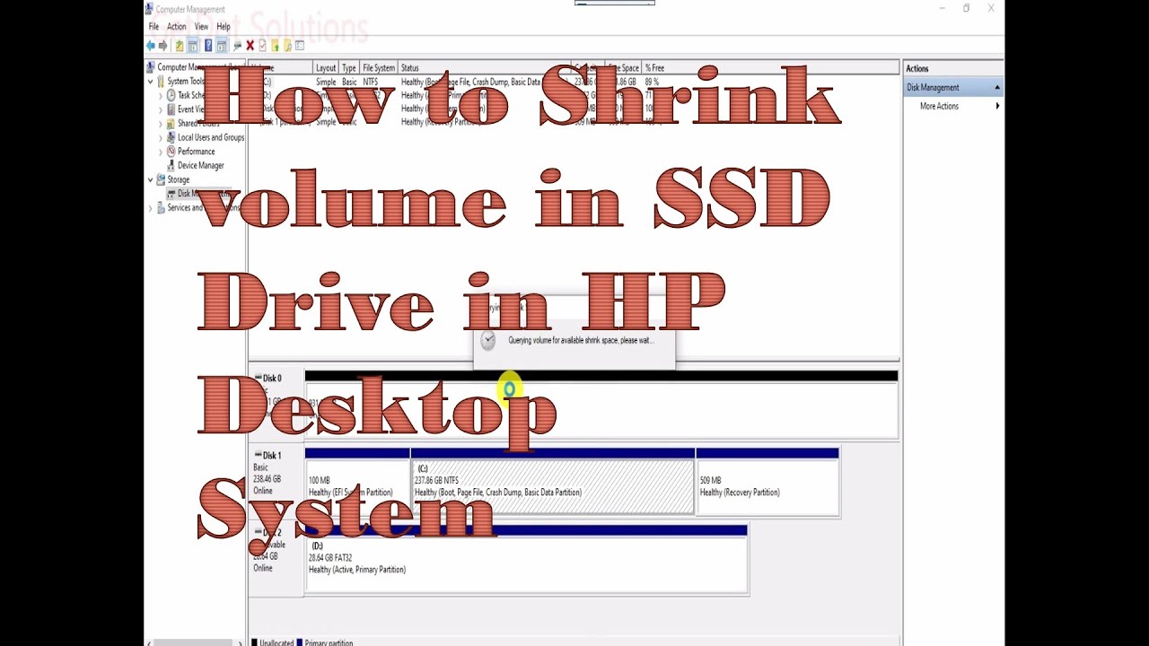 How to split volume in SSD Drive in HP Desktop System - YouTube