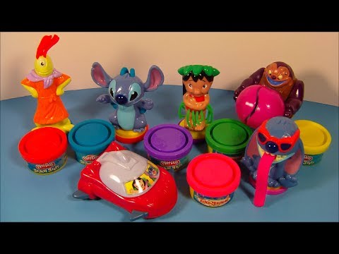2004 DISNEY'S LILO and STITCH PLAY-DOH SET OF 6 McDONALD'S HAPPY MEAL COLLECTION VIDEO REVIEW