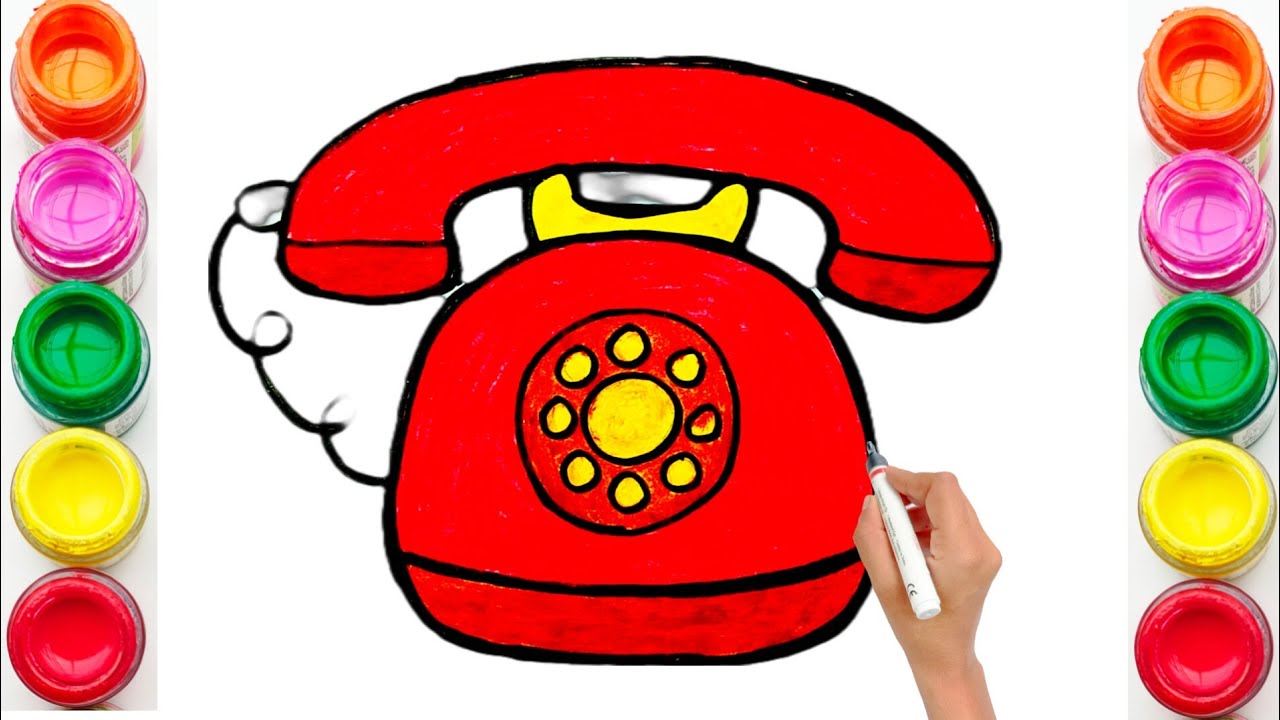 Telephone📞Drawing/ How To Draw And Colouring Telephone#stepbystep# ...