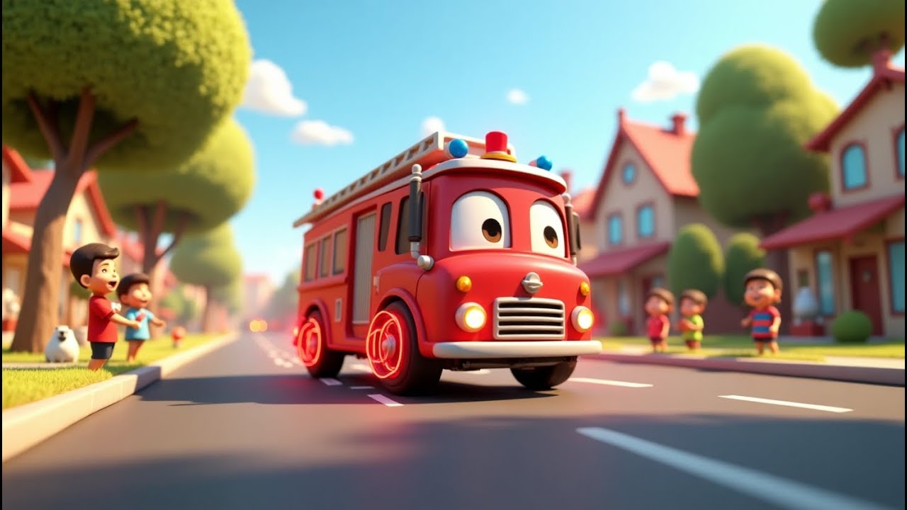 The Wheels on the Fire Truck, Rescue Pets In | Popular Nursery Rhyme ...