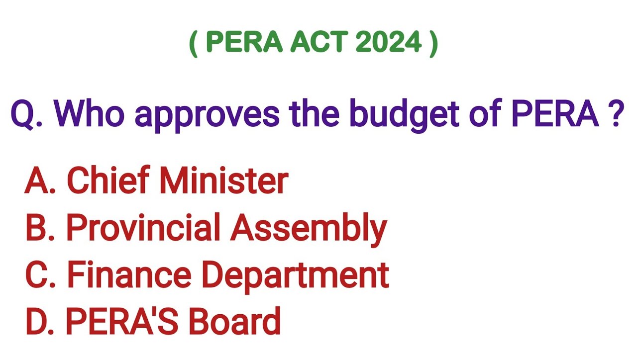PERA Repeated Question || PERA Act 2024 || Important MCQS Punjab ...