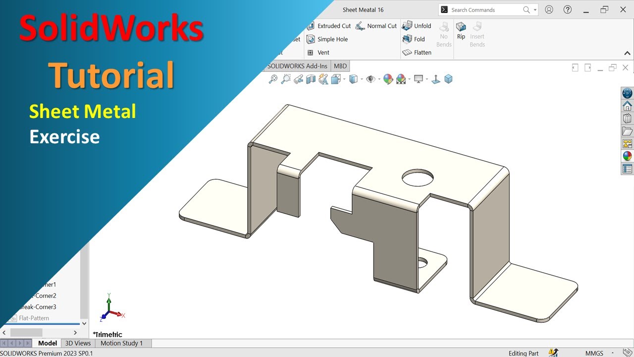 SolidWorks Sheet Metal| Break Corner| Sheet Metal Exercise #solidworks ...