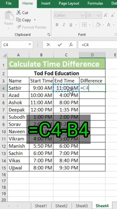 How to Calculate Time Difference in #excel #msexcel #shorts #computer ...