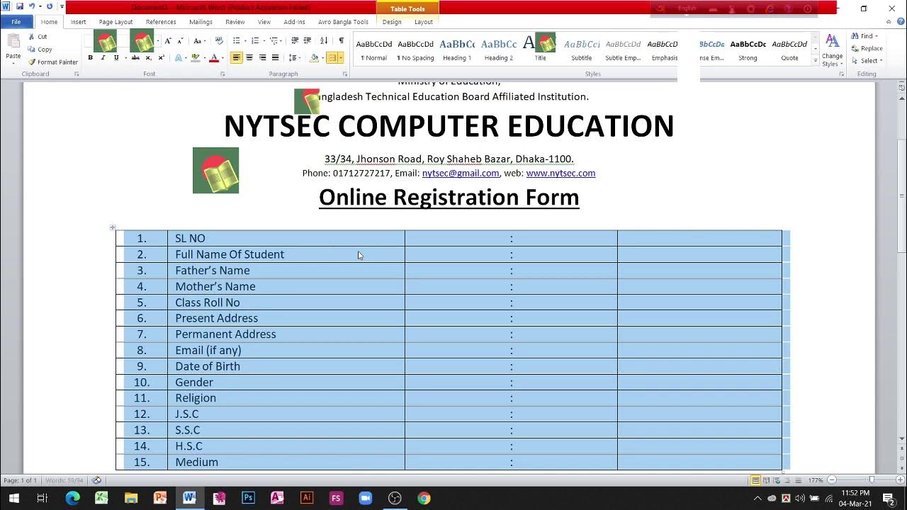 Microsoft Word - Registration Form - Making - YouTube