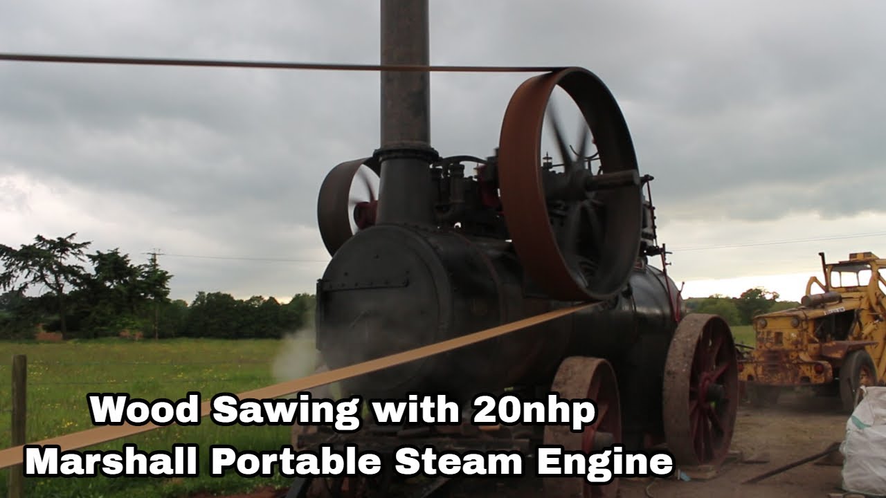 Wood Sawing with Vintage Marshall Portable Steam Engine - YouTube