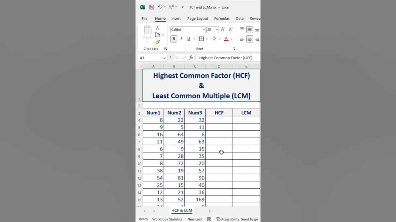Find HCF and LCM in Excel - YouTube