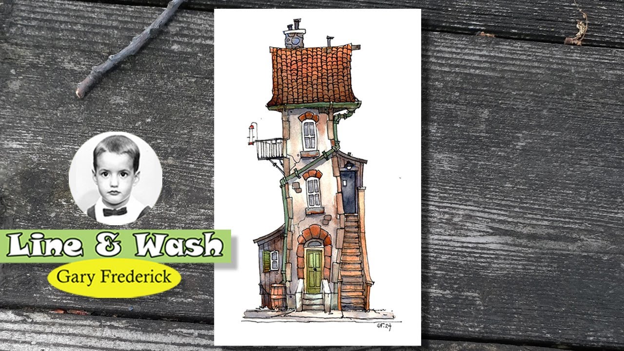 Whimsical Urban Doodle - Made up places. Watercolor and ink. - YouTube