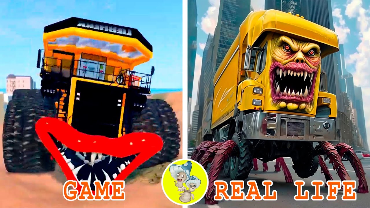Dump Truck Monster Eater In GAME VS REAL LIFE / All Eat Monster / Guess ...