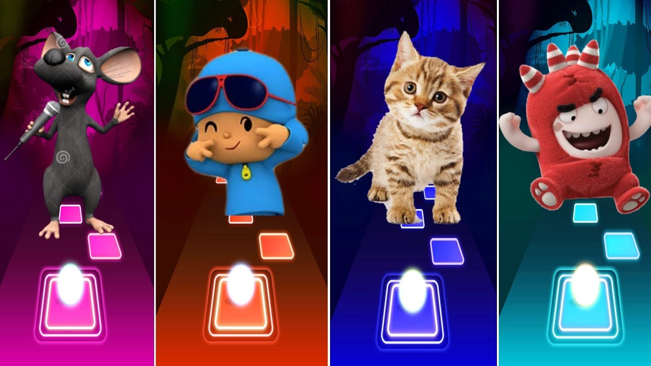 Cartoon mouse - Pocoyo - Cat - Oddods Song - TilesHop EDM Rush #pocoyo ...