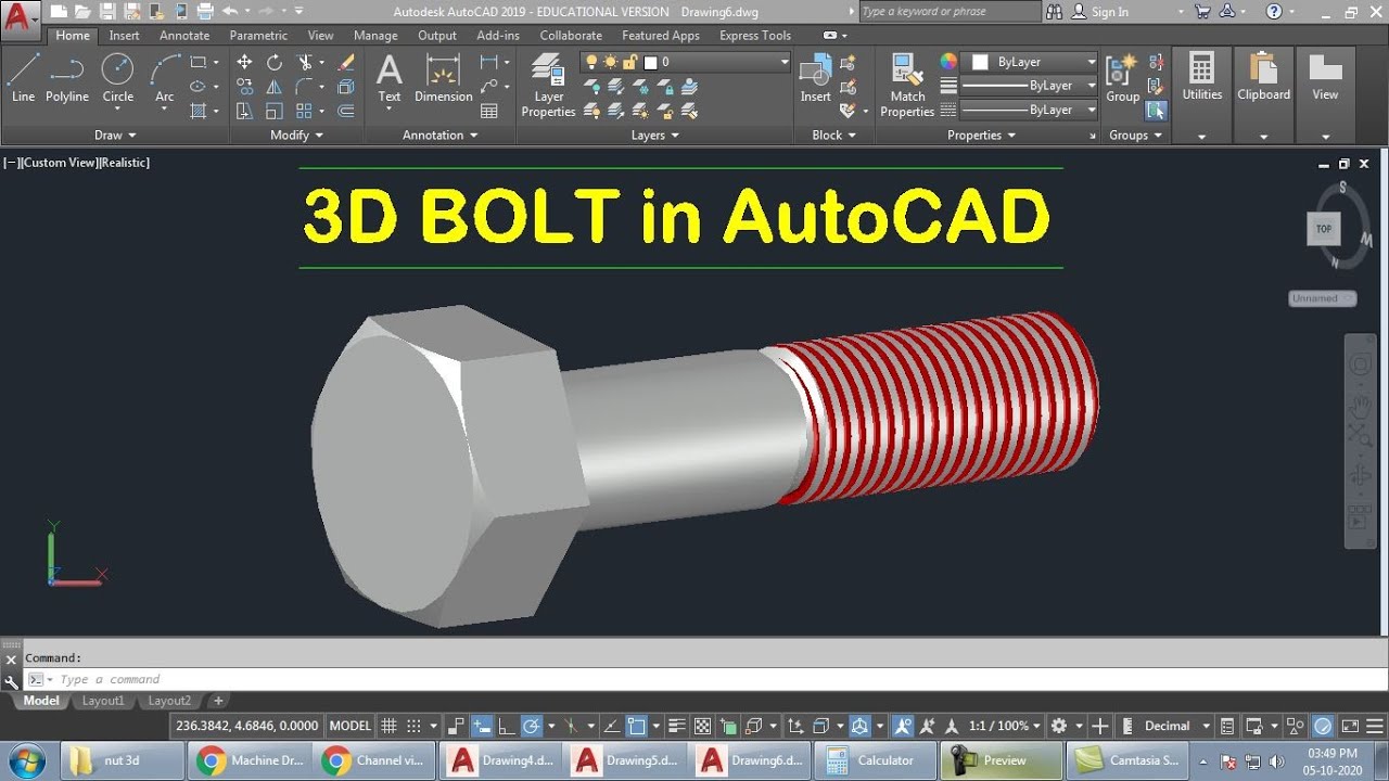14 Drafting 3D Bolt Head In AutoCAD YouTube 14-drafting-3d-bolt-head-in-autocad-youtube