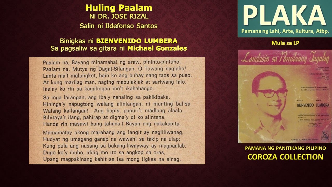 HULING PAALAM ni Jose Rizal - YouTube