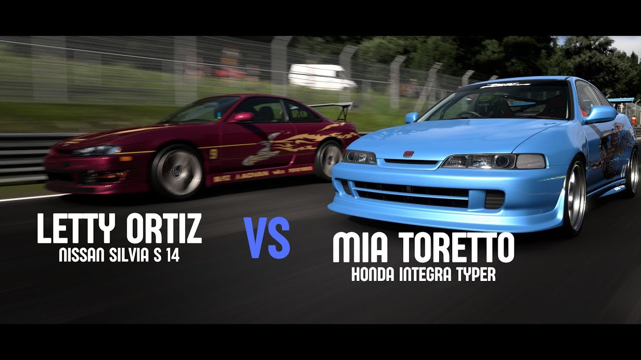 Fast and Furious on Nurburgring, Mia Toretto (Honda Integra) VS Letty Ortiz (Nissan Silvia S14 ...