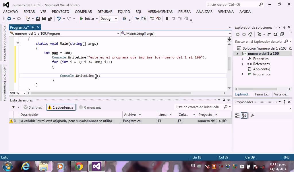 programa que muestra en pantalla los del 1 al 100 C# - YouTube