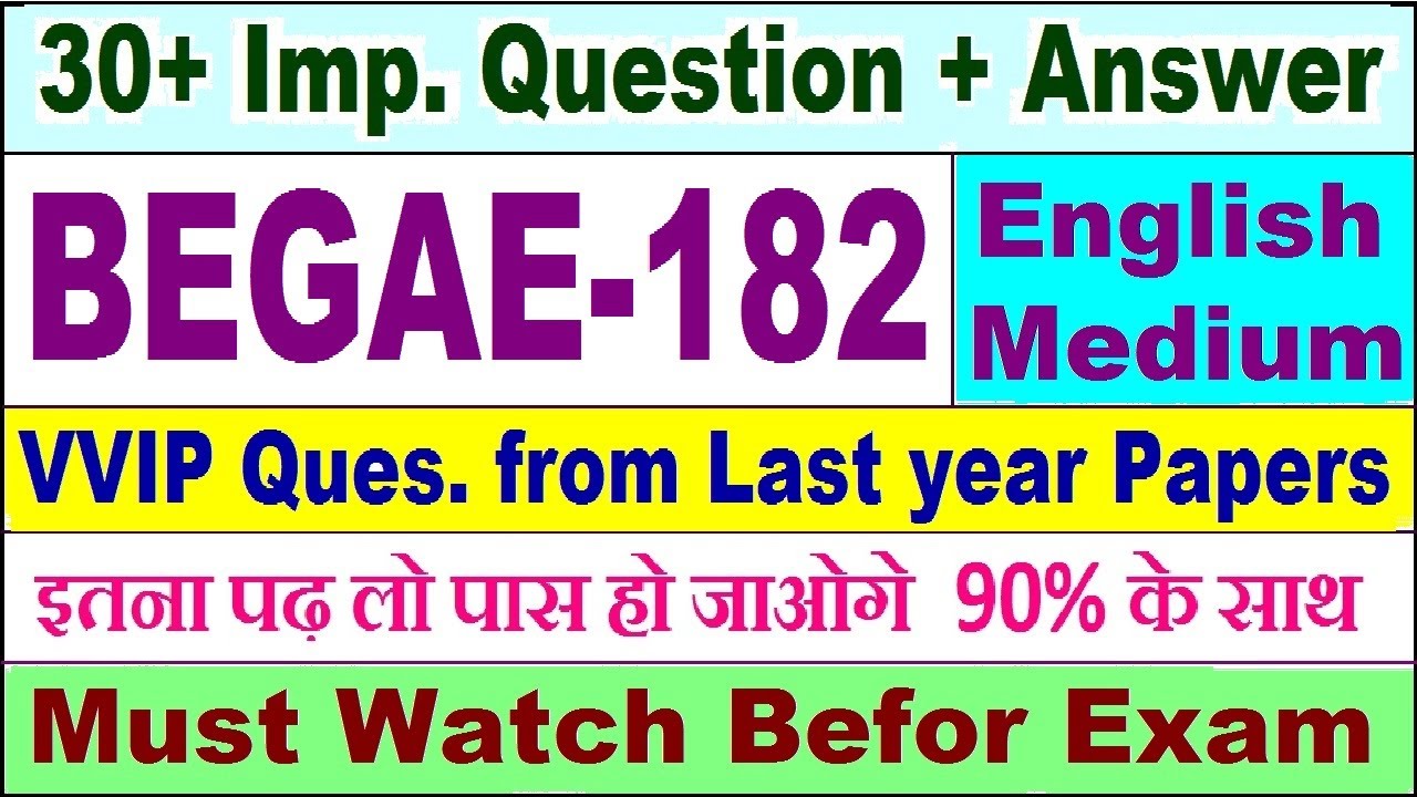 BEGAE 182 important questions with answer | begae 182 Previous Year ...