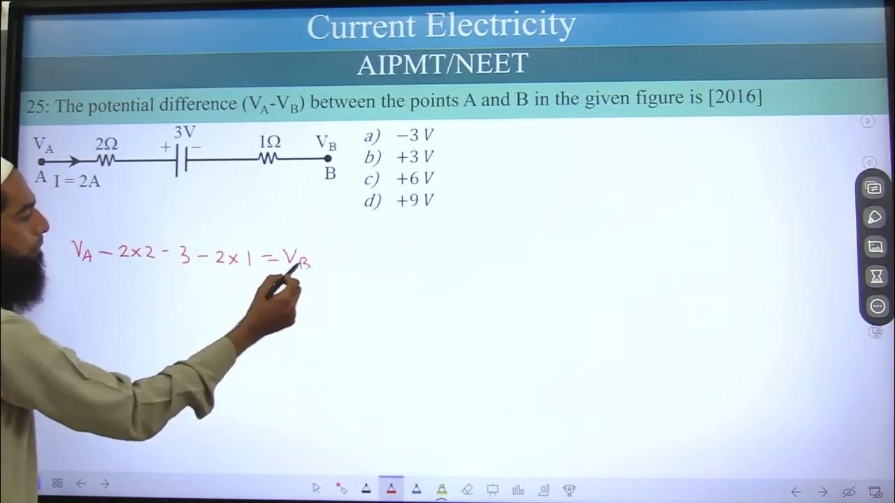 25. The potential difference (Va-Vb) between the points A and B in the given figure is (2016 ...