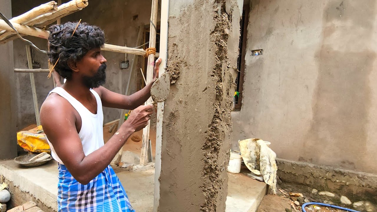 Impressive Skillful work! pillar Plastering Techniques!-House Big ...