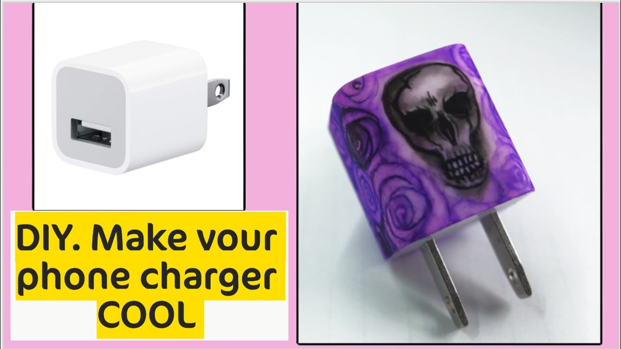 How to make your Iphone charger look cool| Hand drawing skull|Alcohol ...