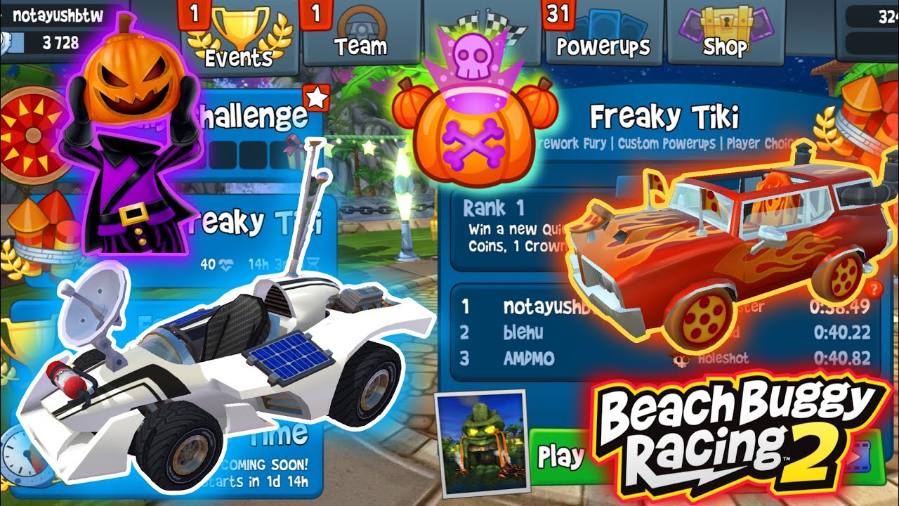 Freaky Tiki | Quick Slice🍕+ Twister + Mr🎃Happy | Beach Buggy Racing 2 🏖 ...