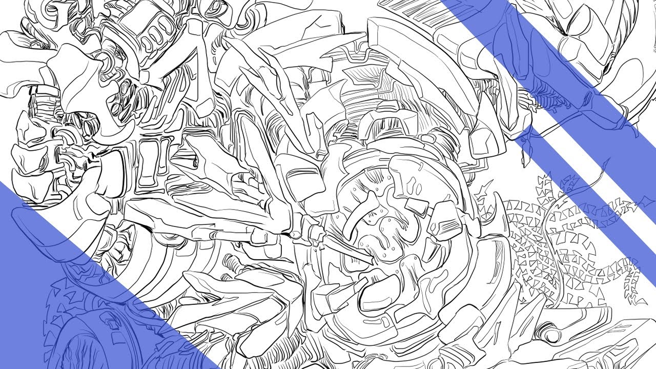 Timelapse Drawing Random Machine 2 (from imagination) - YouTube