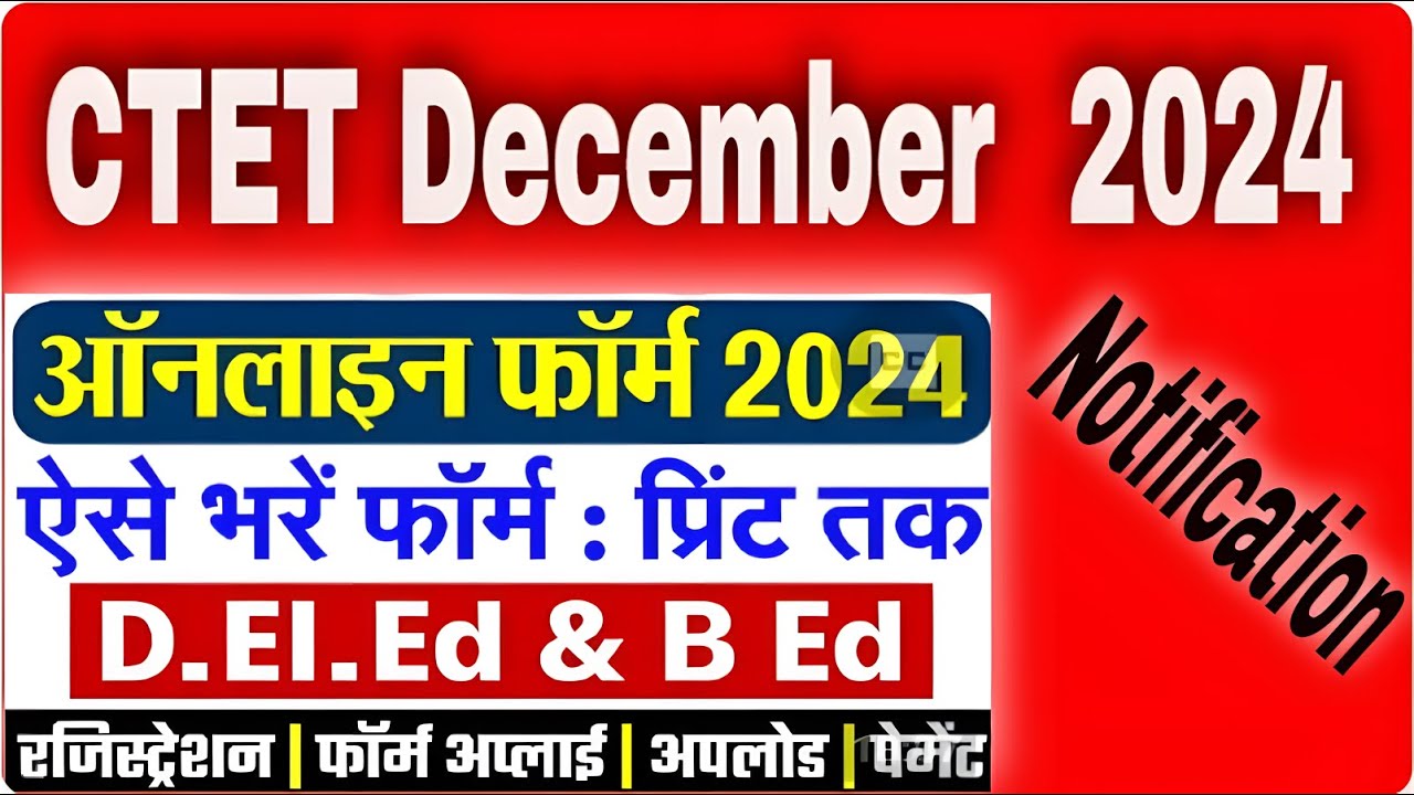CTET December Notification 2024 Out | CTET Form Fill up 2024 | CTET ...