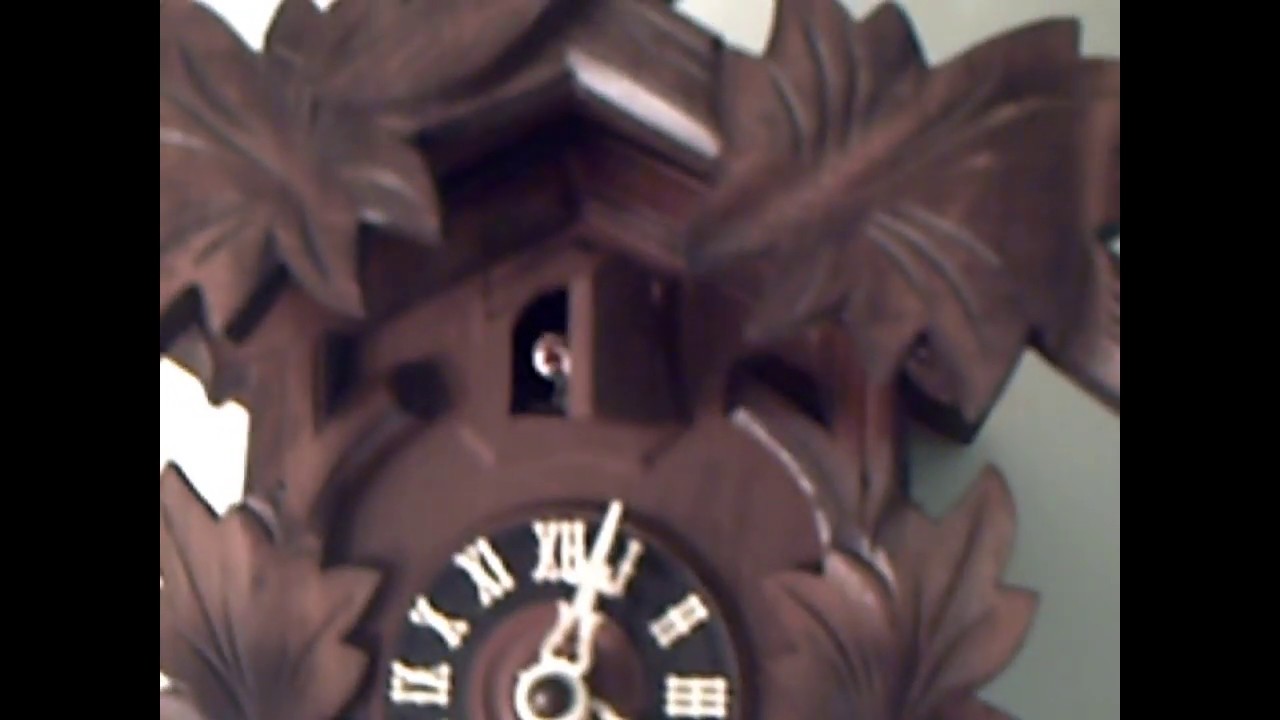 Cuckoo clock strikes 4 - YouTube