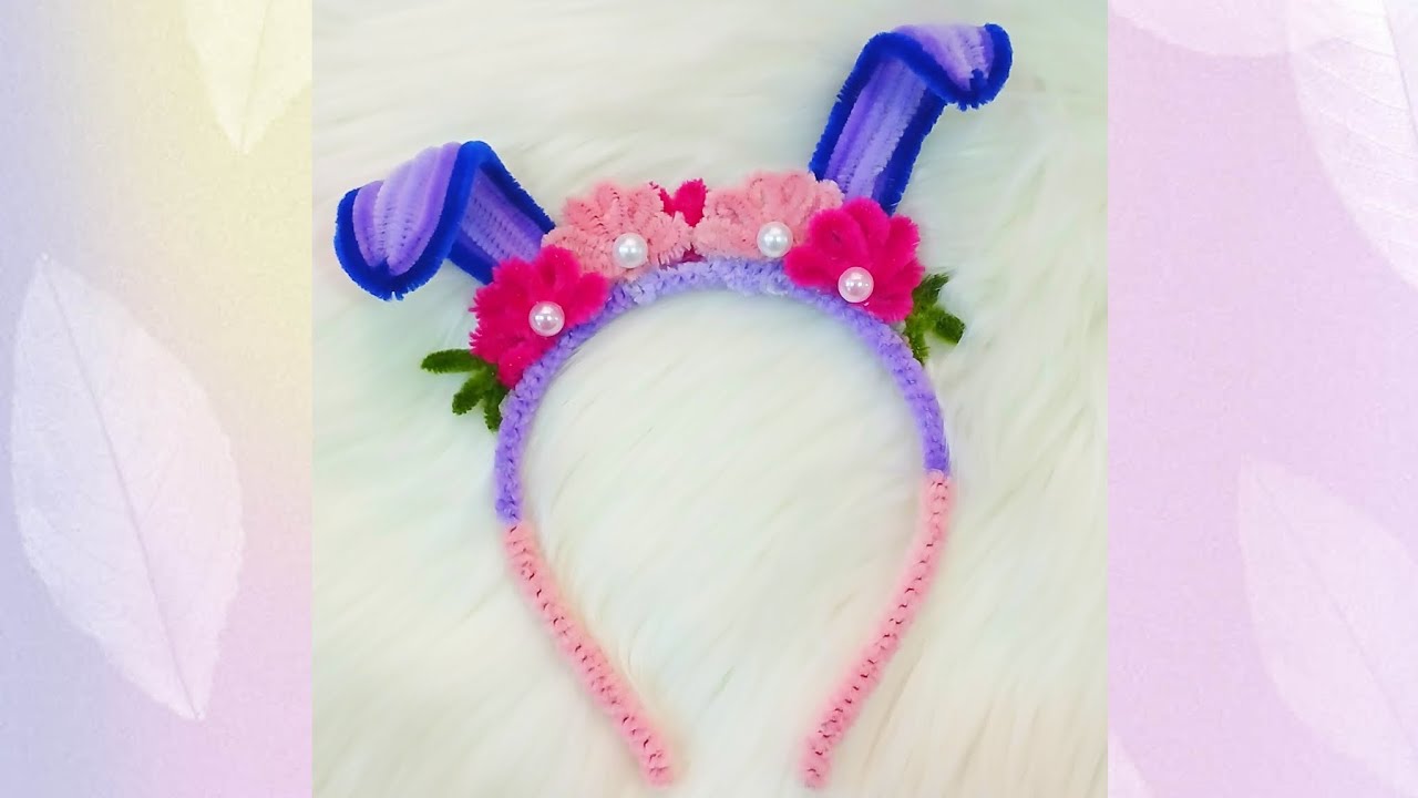 How to make rabbit ears headband with pipe cleaner/ easy technique for ...