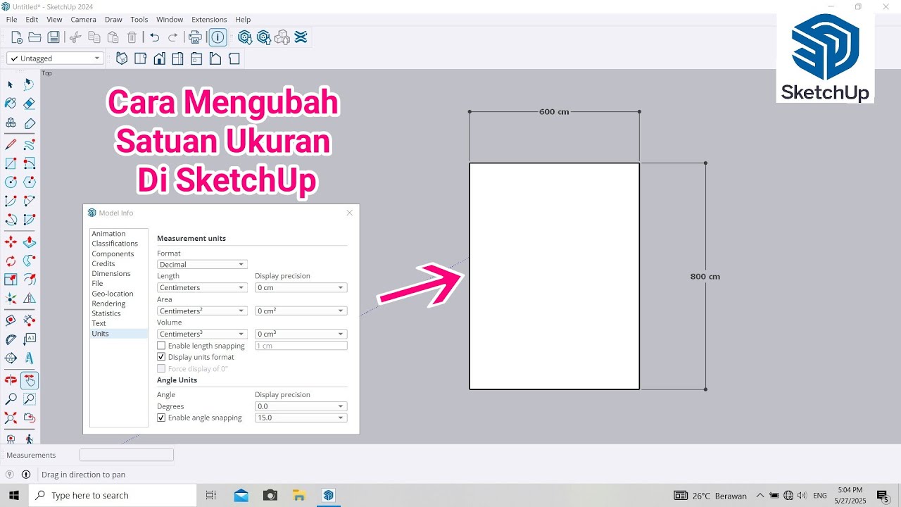 Cara Mengubah Satuan Ukuran di SketchUp || Untuk Semua Versi SketchUp - YouTube