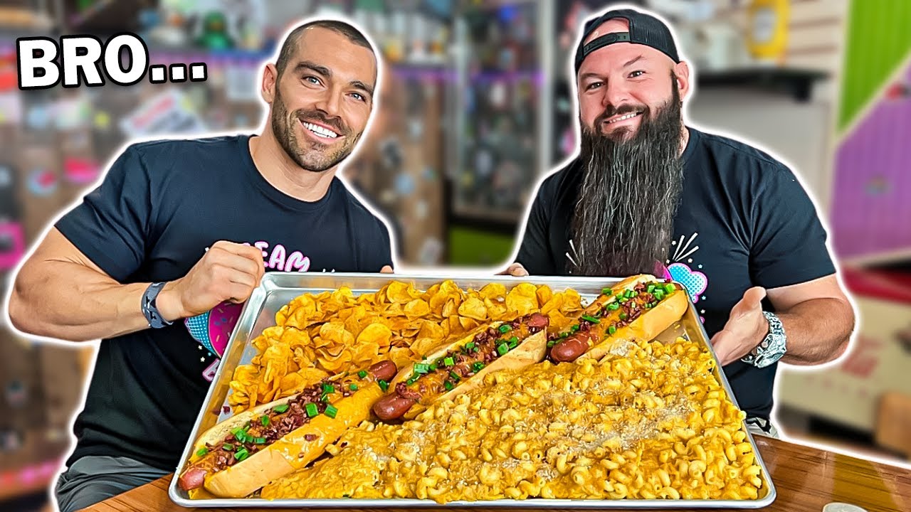 Massive 3ft Hot Dog and Mac and Cheese Challenge!! - YouTube