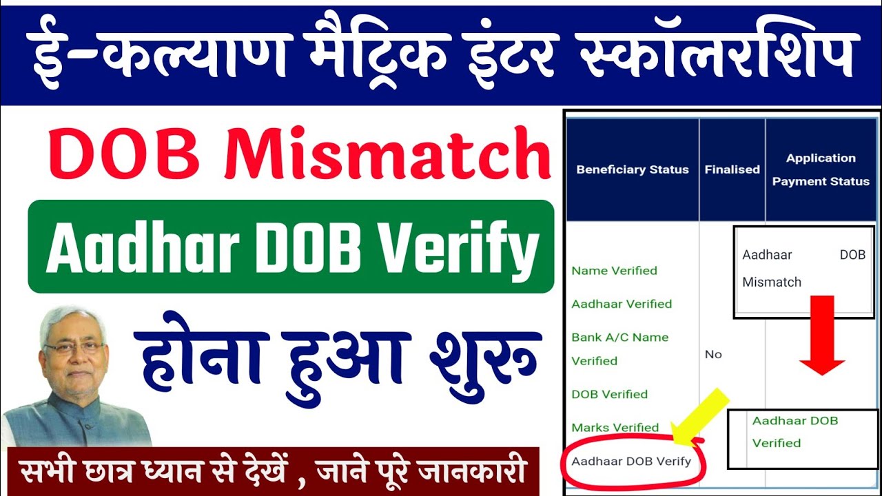 e kalyan dob mismatch verify kaise kare|scholarship dob mismatch verify ...