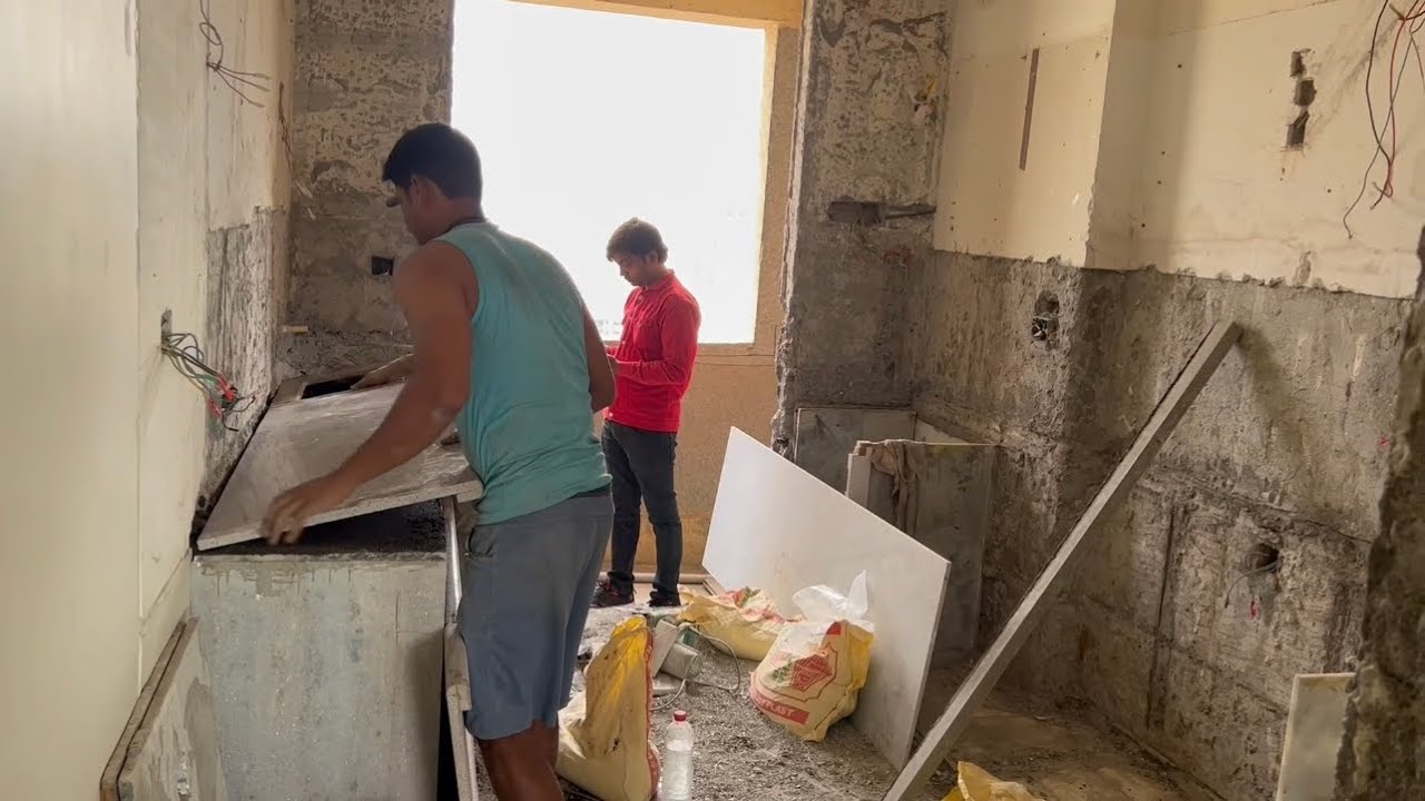 Kitchen civil work full granite finish - YouTube