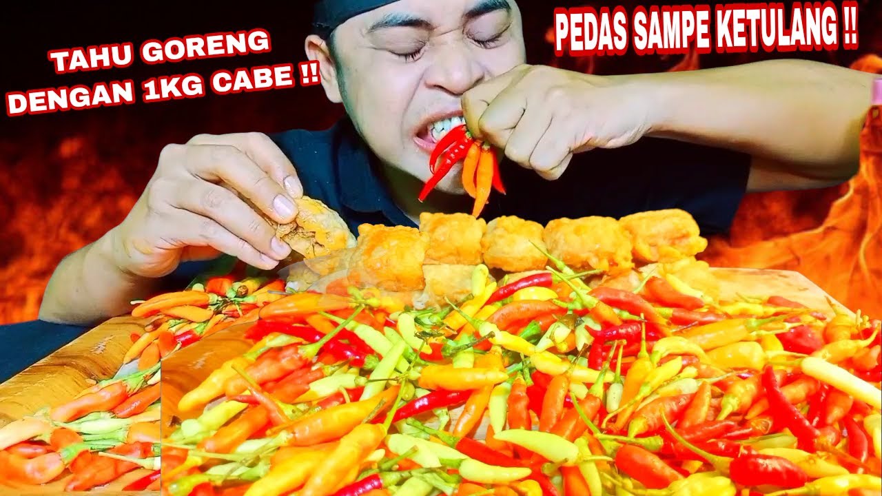 MUKBANG PEDAS 1 KG CABE RAWIT DAN TAHU GORENG DENGAN SAOS BONCABE LV 50!!! - YouTube