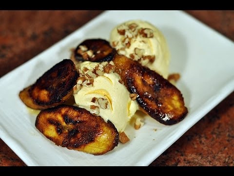 Recipe for Sweet fried plantains with ice cream - YouTube