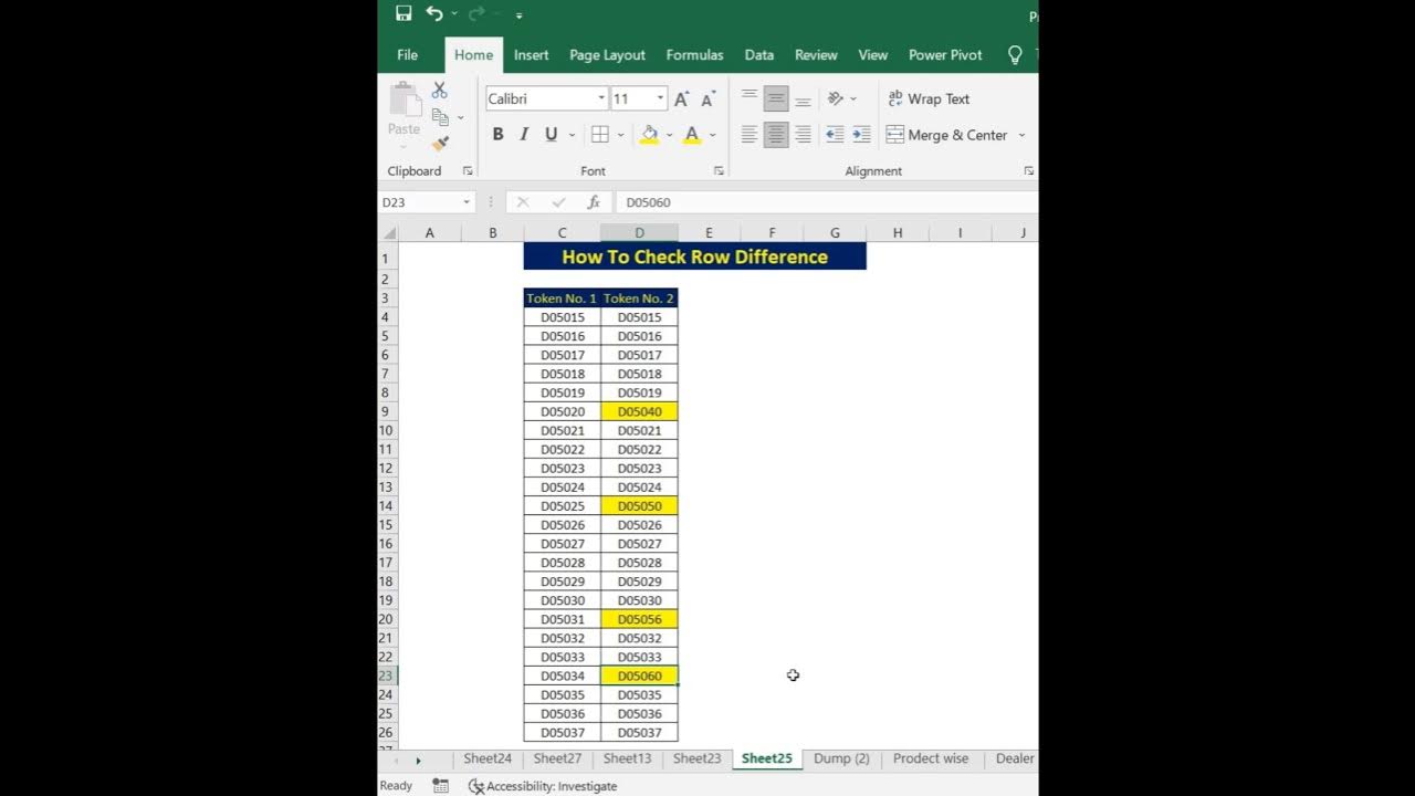 Row Difference In Excel || Excel Tricks || #datadashboard #exceltutorial #mexcel - YouTube