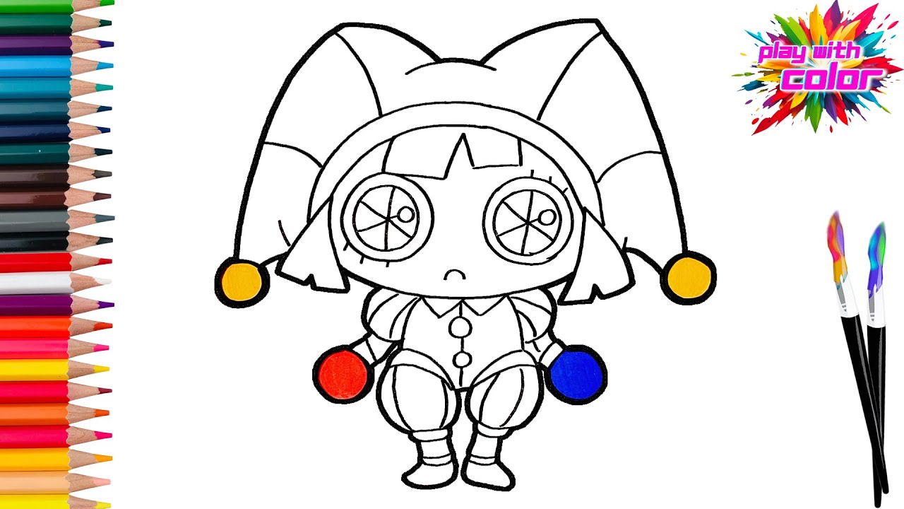 How to draw and color adorable Pomni | Super cute tutorial - YouTube