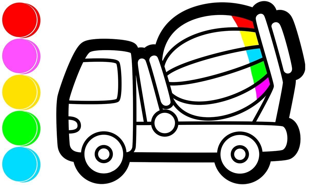 Drawing & Coloring Mixer Truck for Kids | How to Draw Mixer Truck | How ...