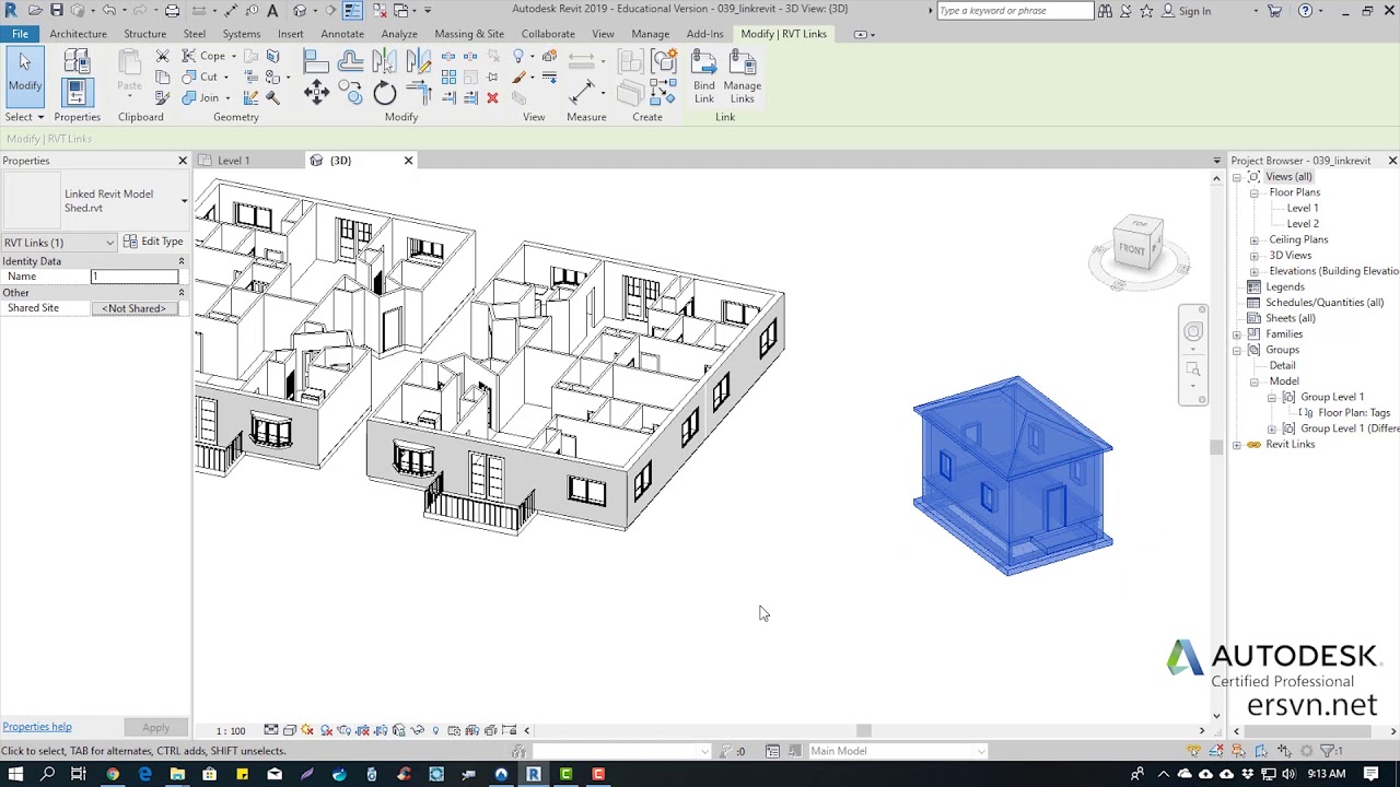 Hướng dẫn sử dụng Revit Architecture 2019 | Bài 39: Liên kết file Revit ...