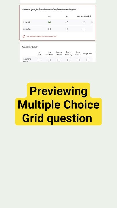 Previewing Multiple Choice Grid question in the Google form. - YouTube