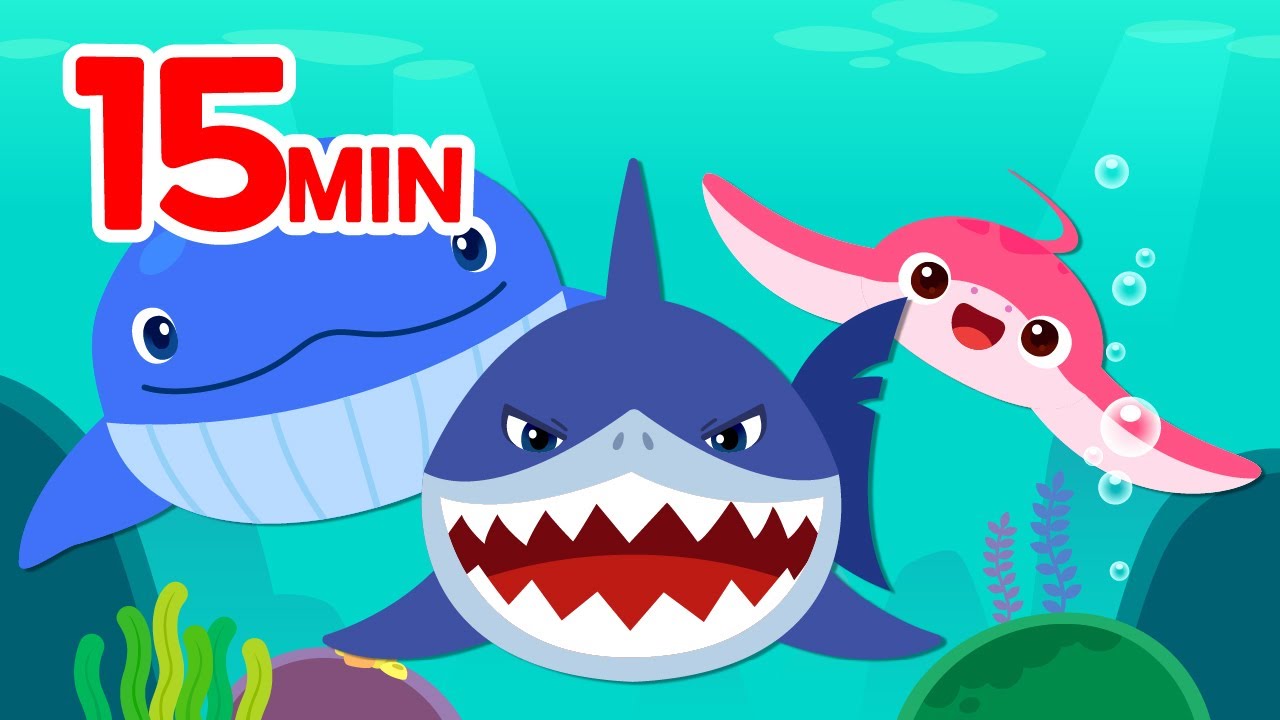 Blue Whale, Penguin Family Song + More🐟🎵| 15 min Rhymes | For Kids ...