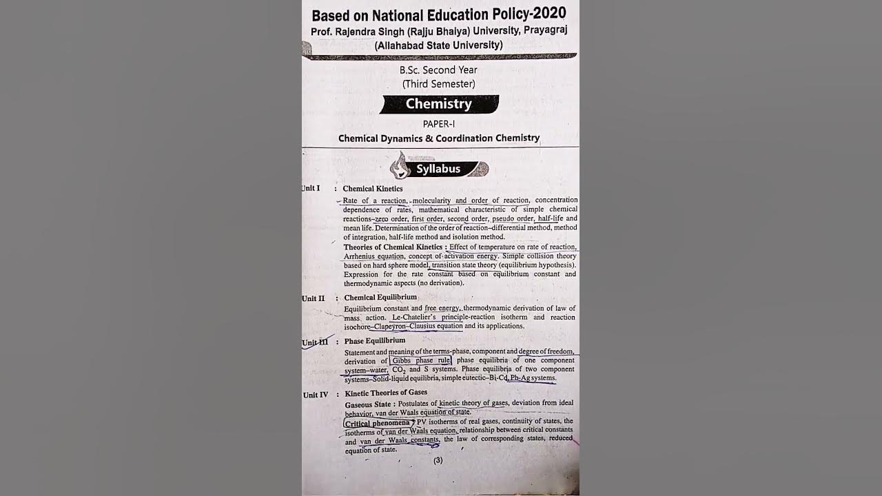 Bsc second year third semester chemistry syllabus - YouTube