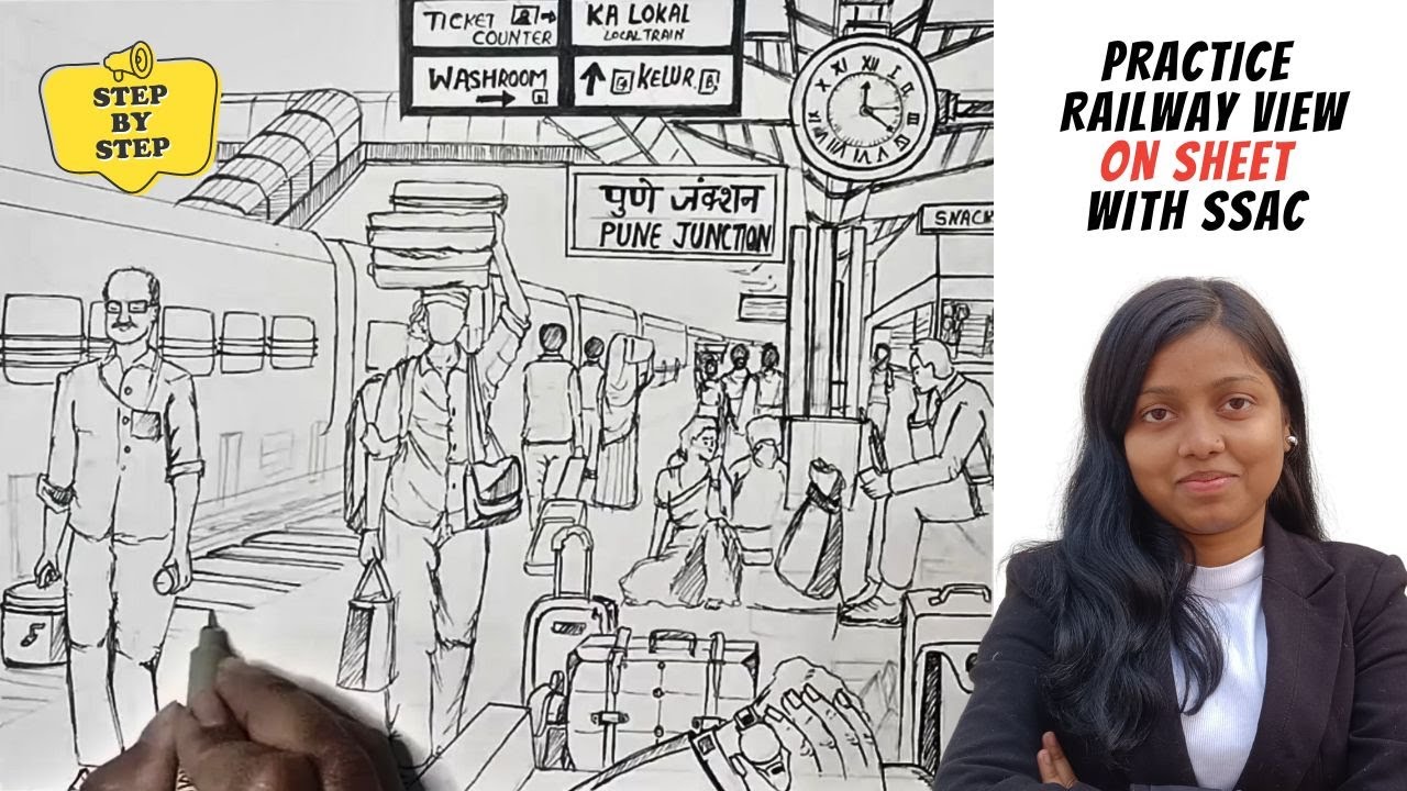 Step-by-Step RAILWAY STATION Drawing for JEE(B.Arch) & NATA | Practice ...