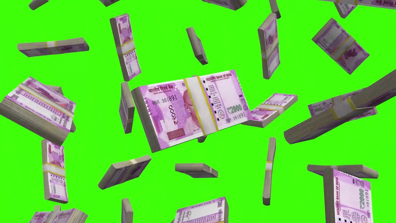 Indian 2,000 NOTE Bundle FALLING Green Screen Video || Free Motion ...