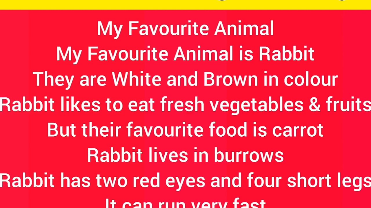 Class 2 I CBSE I Speech on "My Favourite Animal" I Rabbit I 5 to 7 ...