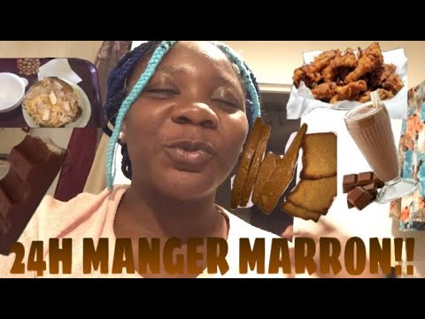 24H MANGER MARRON / MÊME AU LYCÉE - YouTube