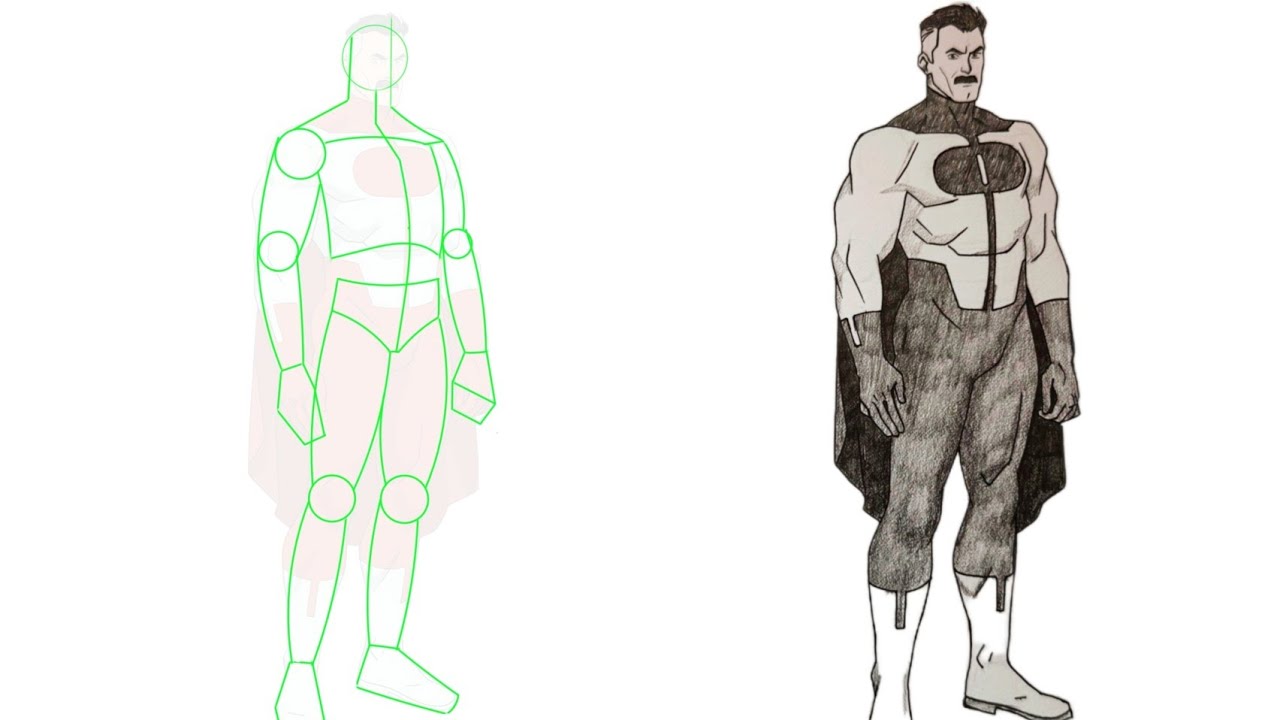 How to draw Omni-Man Full Body from Invincible | step-by-step - YouTube