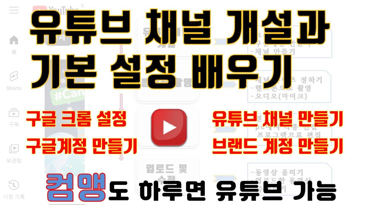 컴맹 초보를 위한 유튜브 채널 만들기와 기본 설정 구글 계정 만들기 브랜드 계정 만들기 지식공유 Youtube
