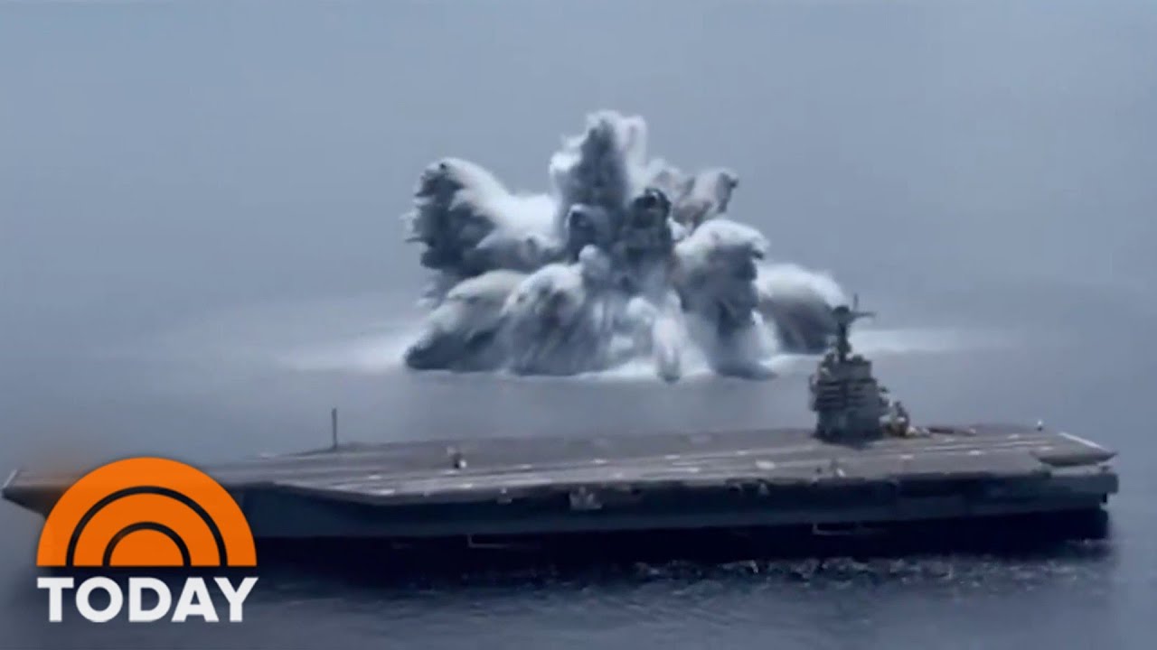 See US Navy Blast New Aircraft Carrier With Explosives In Test - YouTube